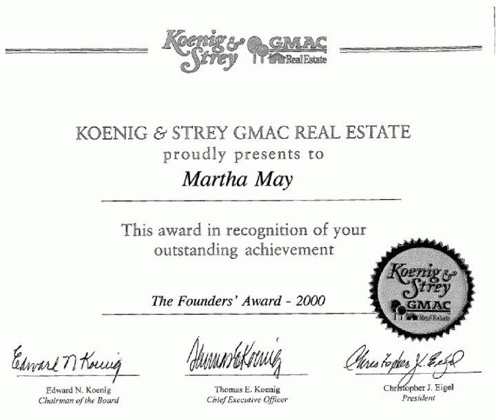 Founder's Award - Martha May | North Shore and Chicago Realtor